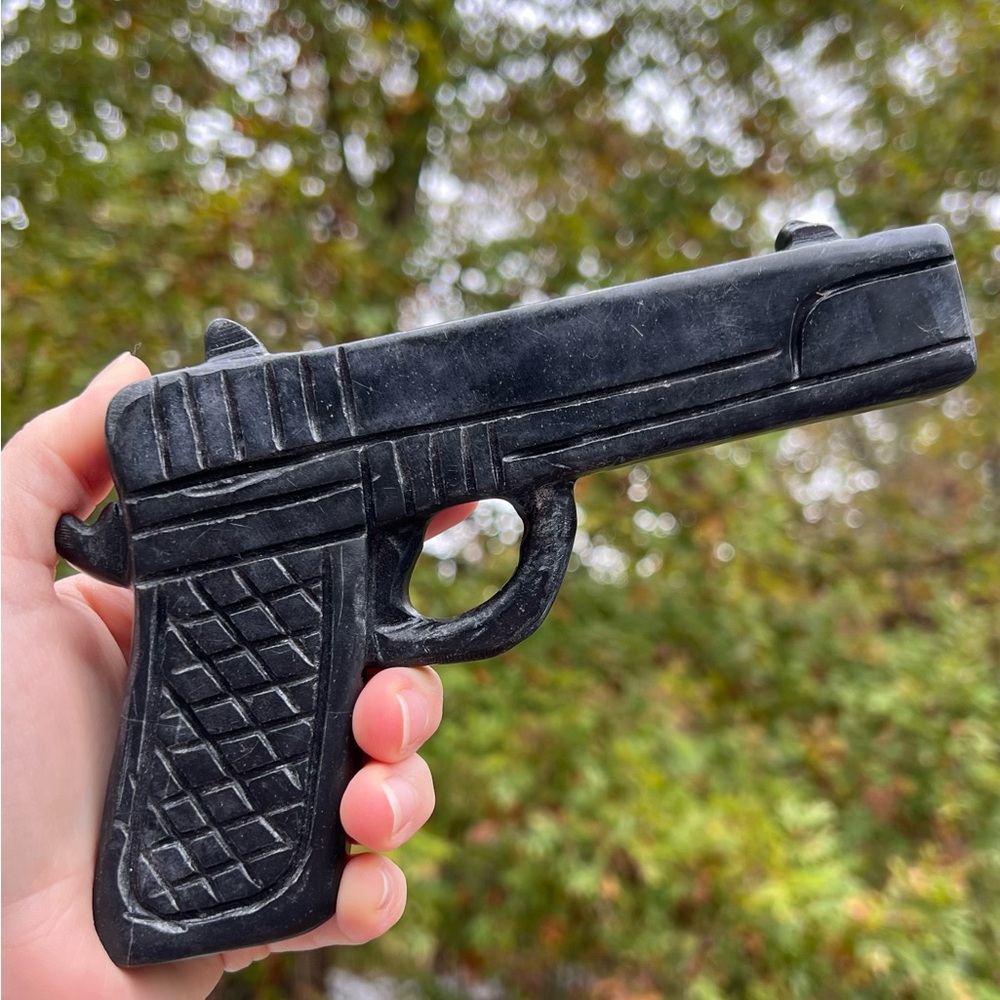 Black Jade Hand Carved Crystal Gun - Gem